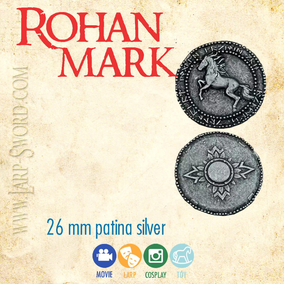 Rohanská marka kovová herní mince | Larp-Sword